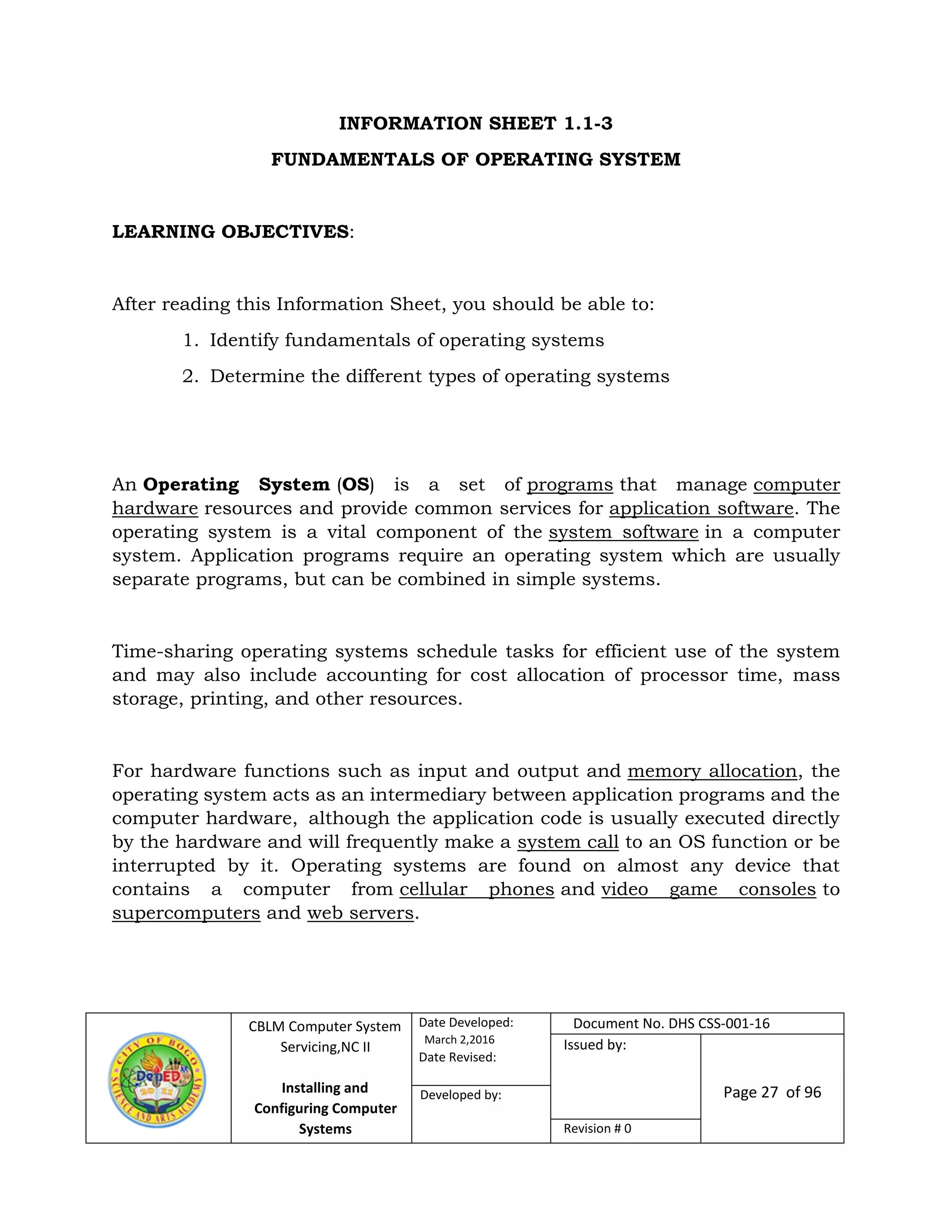 CSS NC II learning Module | PDF | IT and Internet Support | Internet