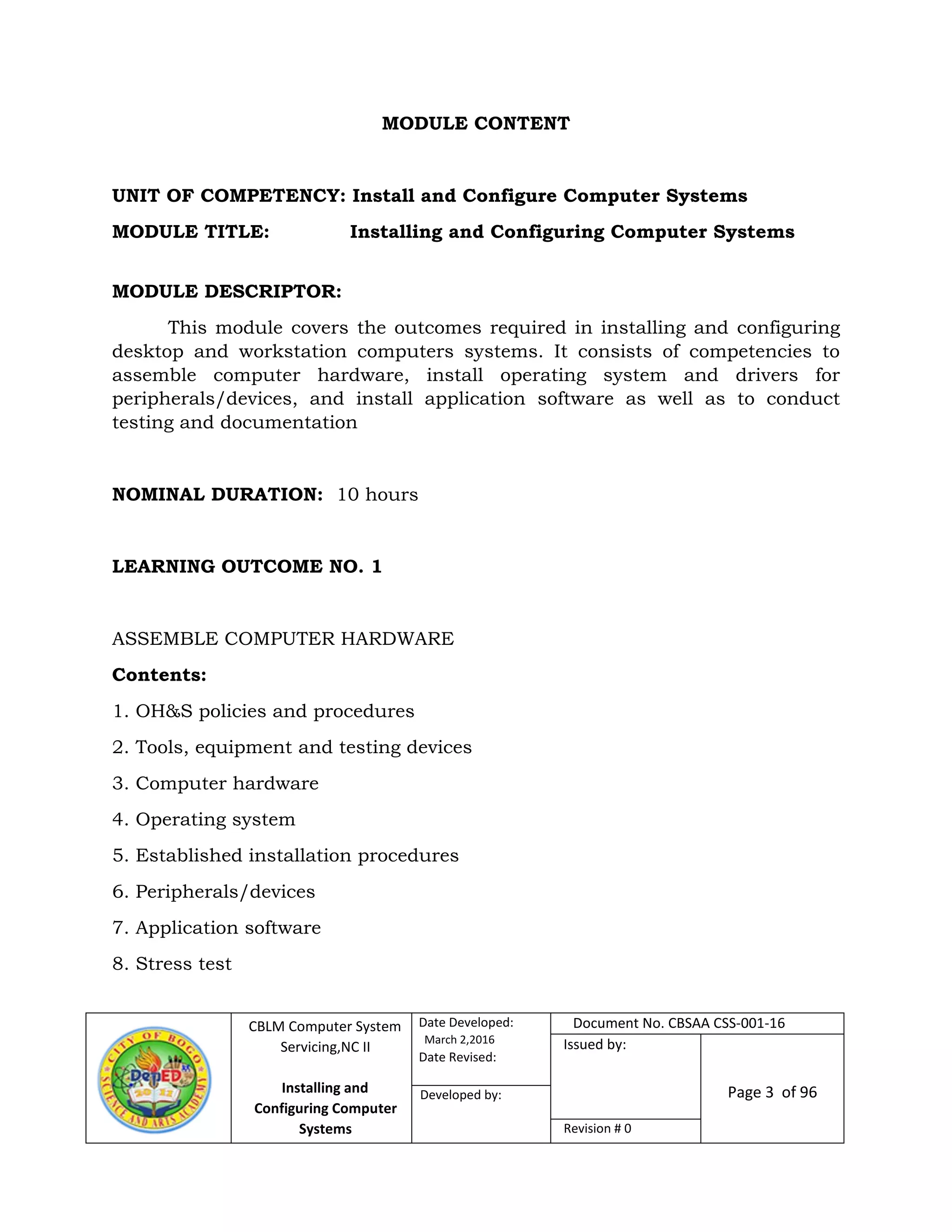 CSS NC II learning Module | PDF | IT and Internet Support | Internet