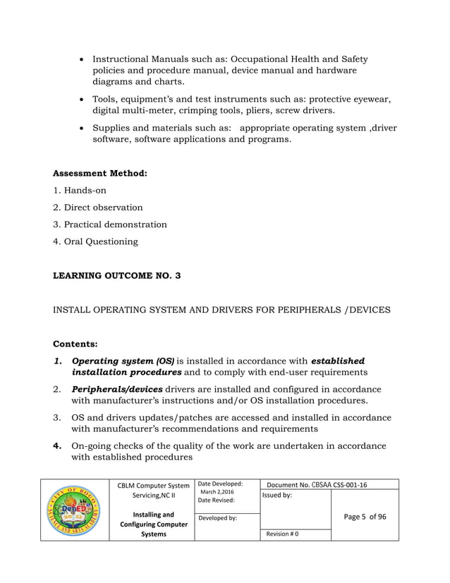 CSS NC II learning Module | PDF | IT and Internet Support | Internet