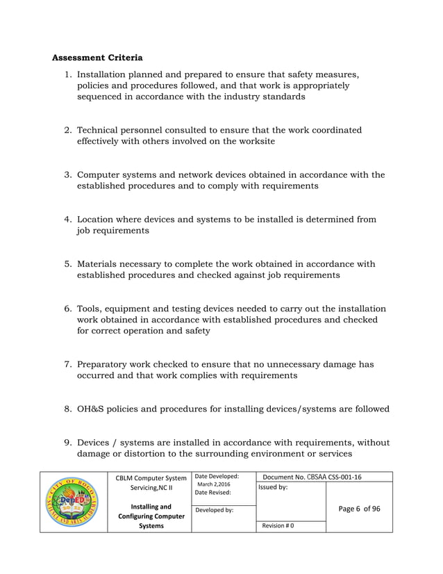 CSS NC II learning Module | PDF | IT and Internet Support | Internet