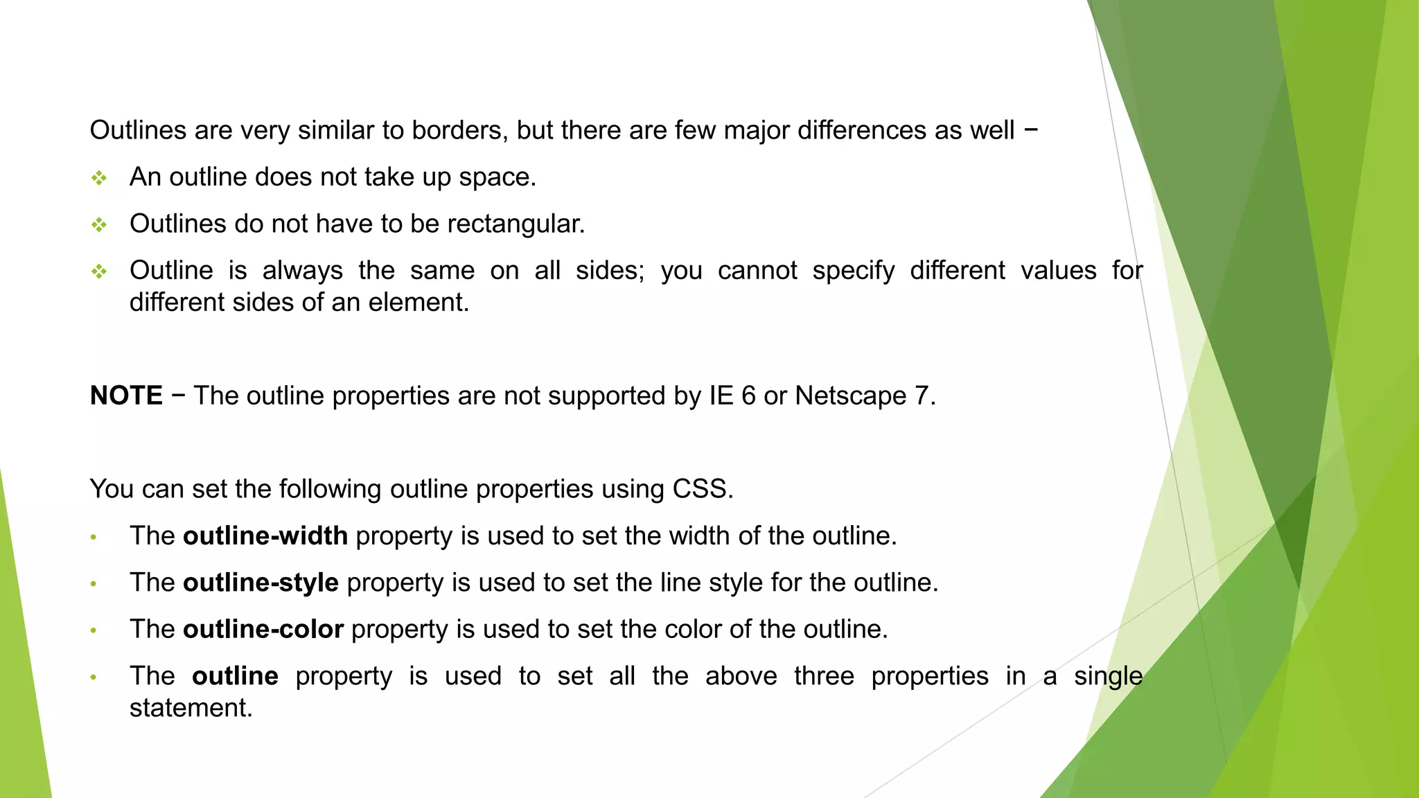 Css outlines | PPTX | Technology & Computing