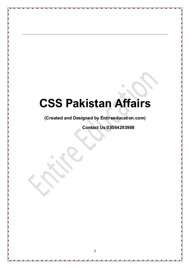 Css Pakistan Affairs