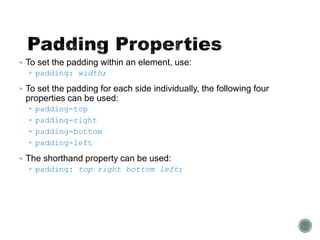 CSS Box Model | PPTX | Web Design and HTML | Internet