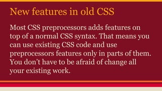 CSS preprocessors for designers (CSS-On-Diet) | PPT