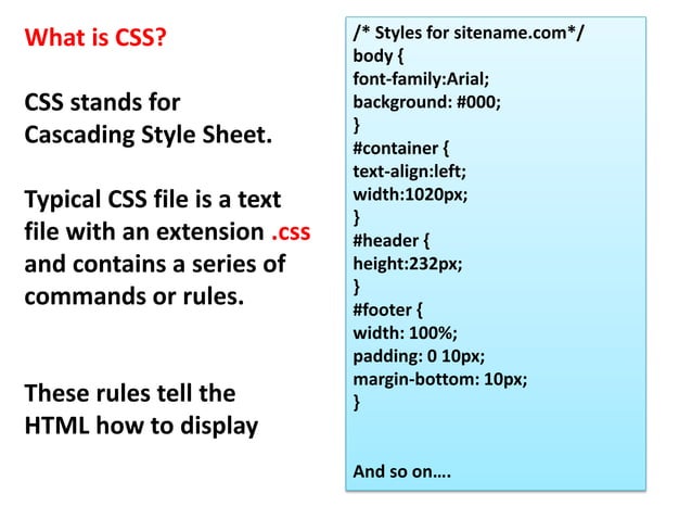 Css presentation introdution with sample basic projects | PPT