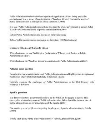 CSS Public Administration Past-Paper Analysis (Topic-Wise) 2000-2025.docx