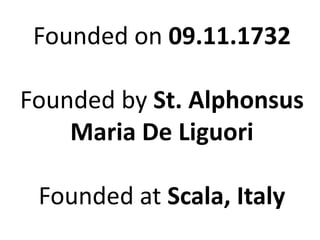 Congregation of the most holy redeemer CSsR | PPT