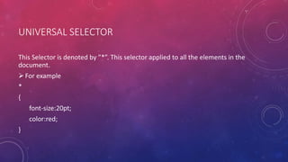 Css selectors | PPTX