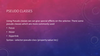 Css selectors | PPTX