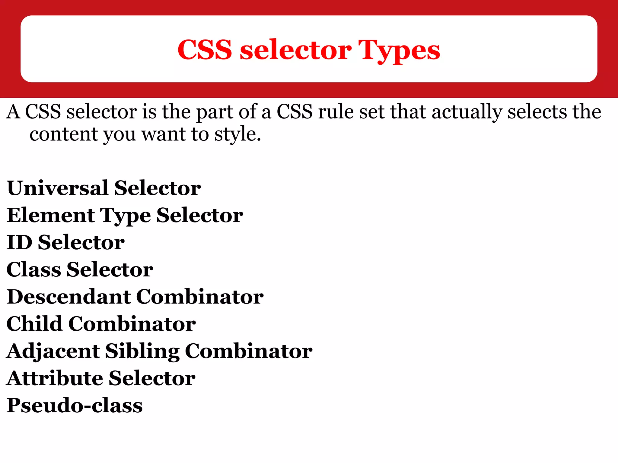 Css selectors | PPTX