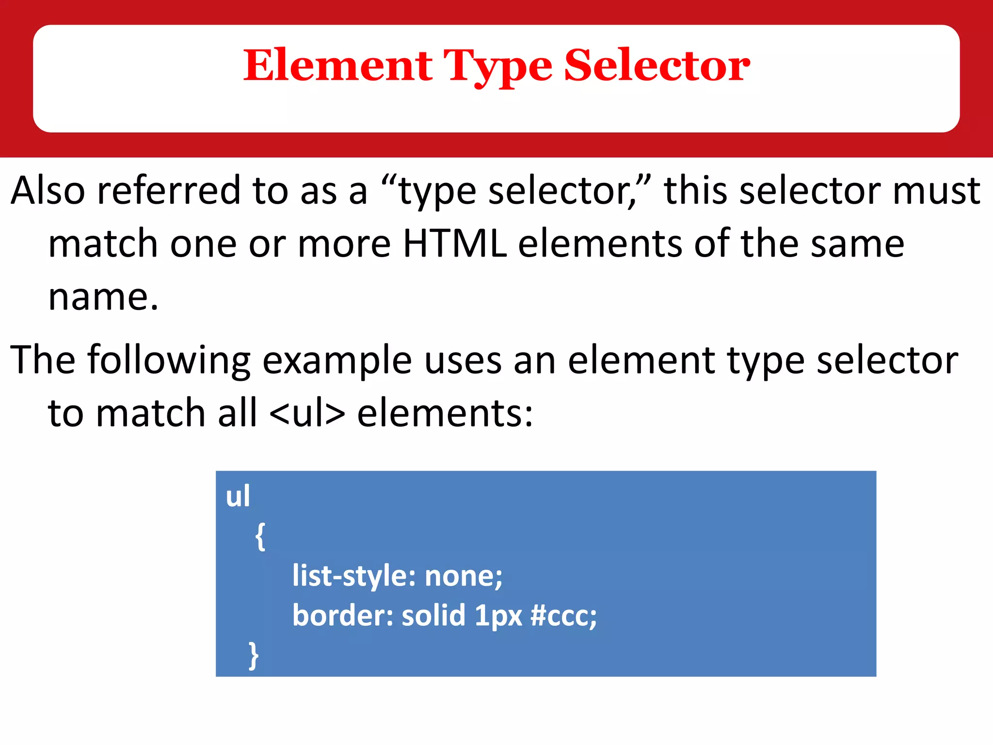Css selectors | PPTX