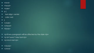 CSS selectors and their types and their examples in css.pptx