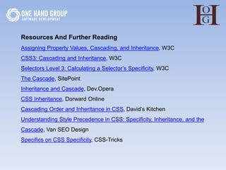 Css specificity inheritance and the cascade things you should know | PPTX