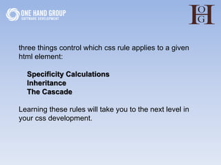 Css specificity inheritance and the cascade things you should know | PPTX