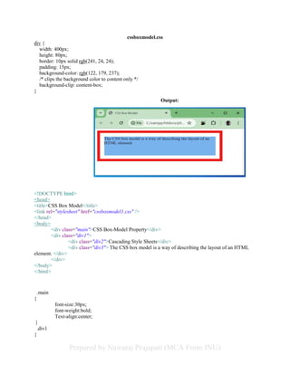 CSS styling and adding description about | PDF