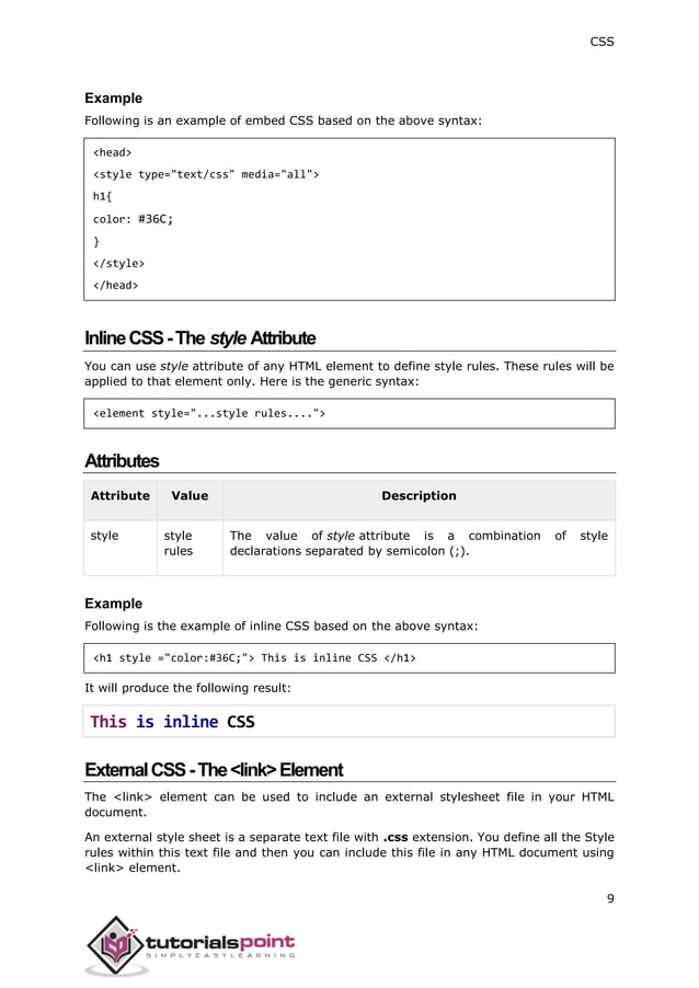 Css Tutorial Pdf