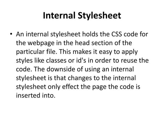 Css types internal, external and inline (1) | PPTX