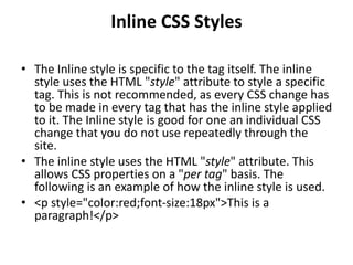 Css types internal, external and inline (1) | PPT