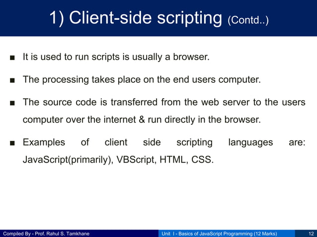 CSS Unit I - Basics of JavaScript Programming | PDF