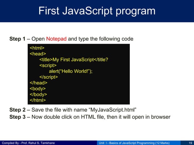 Css Unit I Basics Of Javascript Programming Pdf 4536