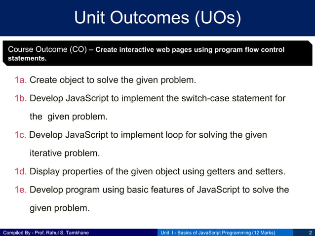 CSS Unit I - Basics of JavaScript Programming | PDF