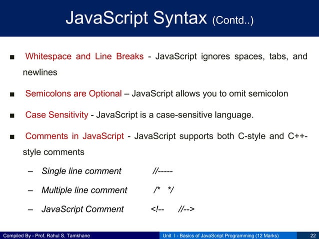 CSS Unit I - Basics of JavaScript Programming | PDF