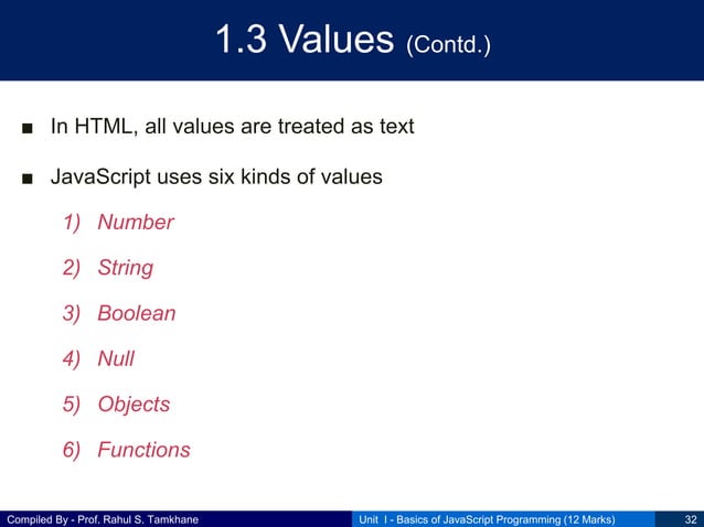 CSS Unit I - Basics of JavaScript Programming | PDF