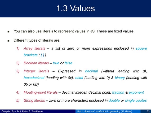 CSS Unit I - Basics of JavaScript Programming | PDF