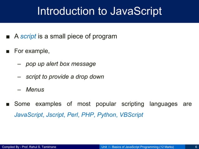 Css Unit I Basics Of Javascript Programming Pdf 7917