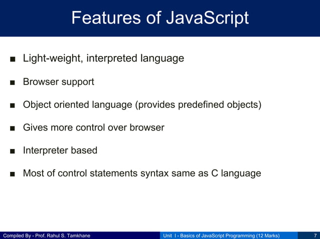 CSS Unit I - Basics of JavaScript Programming | PDF