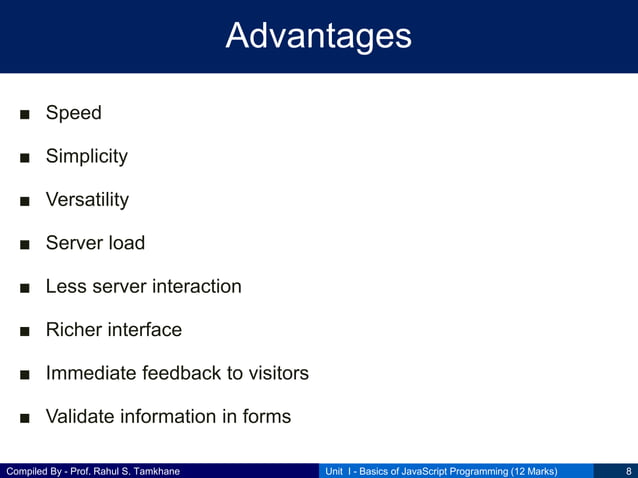 CSS Unit I - Basics of JavaScript Programming | PDF