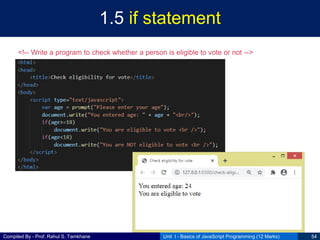 CSS Unit I - Basics of JavaScript Programming | PPT