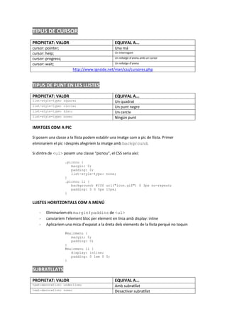 CSS bàsic - Resum - Multimedia (UOC) - Paquita Ribas | PDF