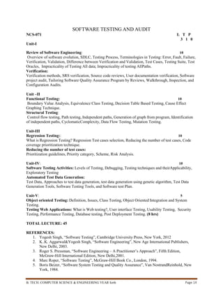 CSE Syllabus - Dr. APJ Abdul Kalam Technical University, Uttar Pradesh | PDF