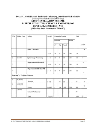 CSE Syllabus - Dr. APJ Abdul Kalam Technical University, Uttar Pradesh ...
