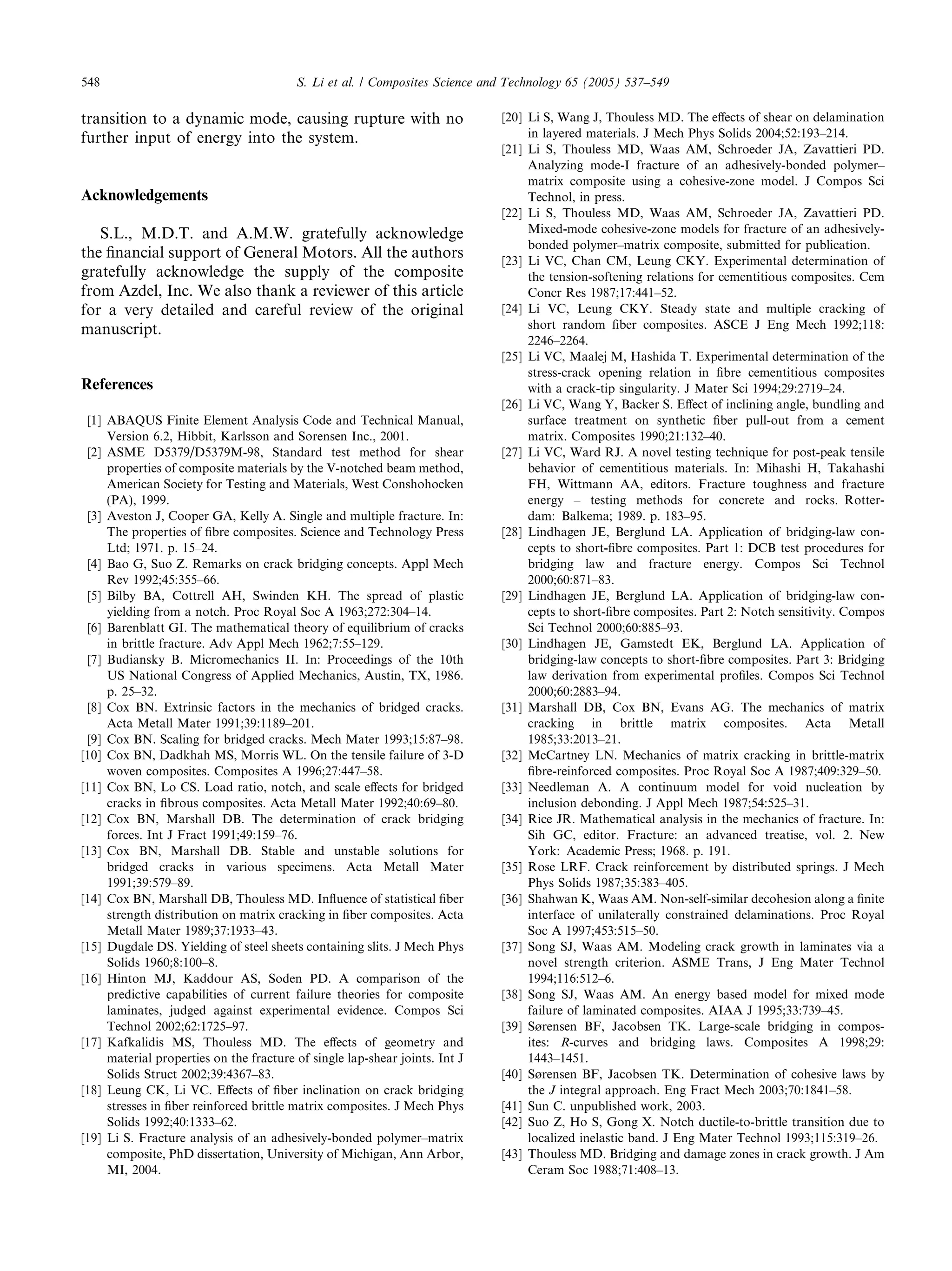 Use of a cohesive-zone model to analyze the fracture of a fiber ...