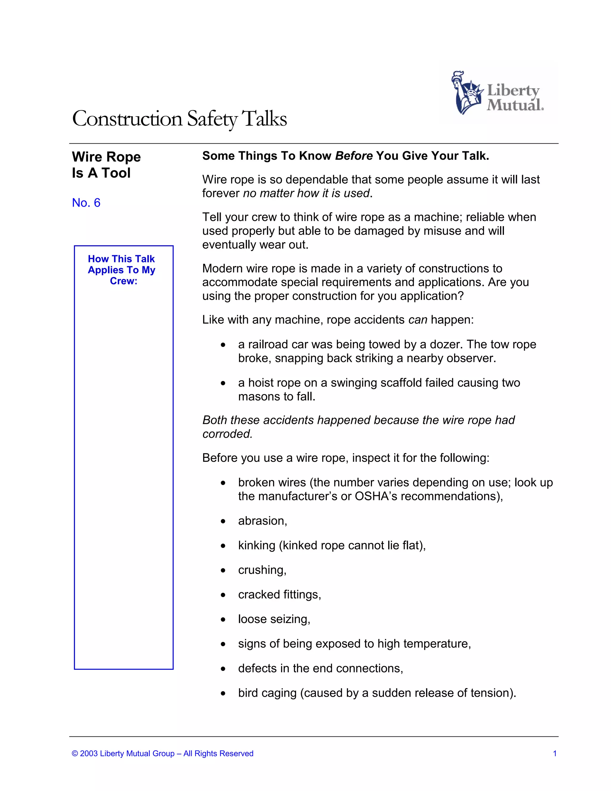 Construction Safety Talks - 06 | PDF