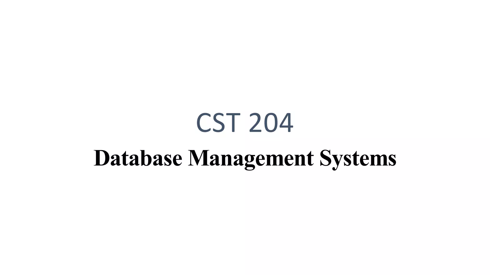 CST204 DBMS Module-1 | PDF