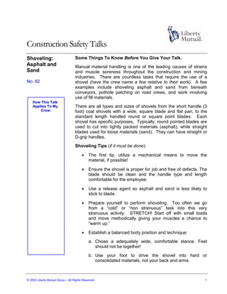 Construction Safety Talks - 82 | PDF