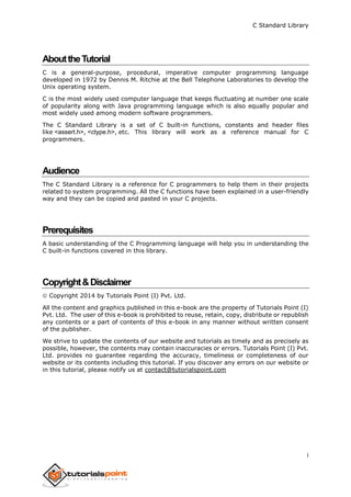 C standard library_tutorial | PDF | Programming Languages | Computing