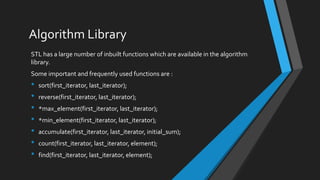 C++ STL | PPTX | Programming Languages | Computing