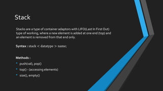 C++ STL | PPTX | Programming Languages | Computing