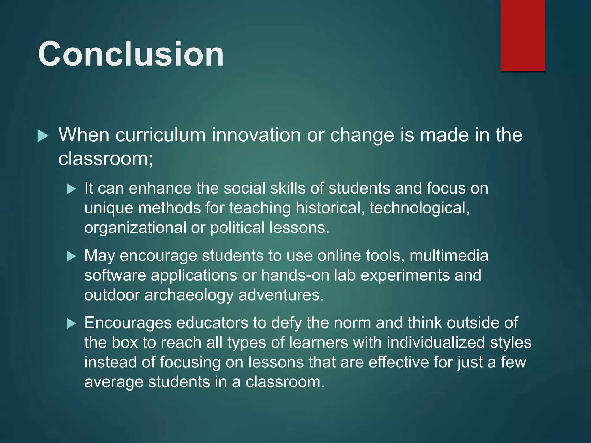 Curriculum Change and Innovation | PPTX