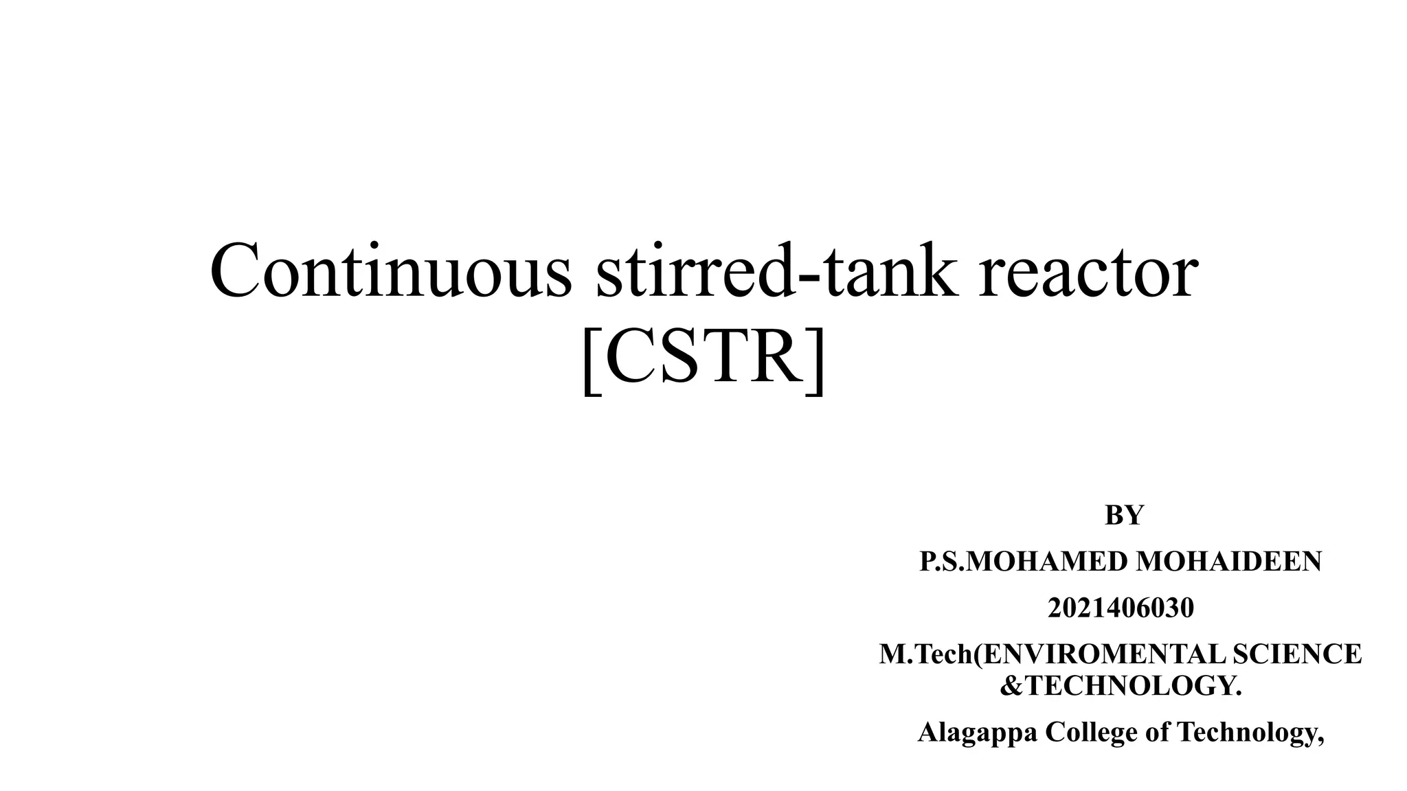 CSTR in wastewater treatment.pptx