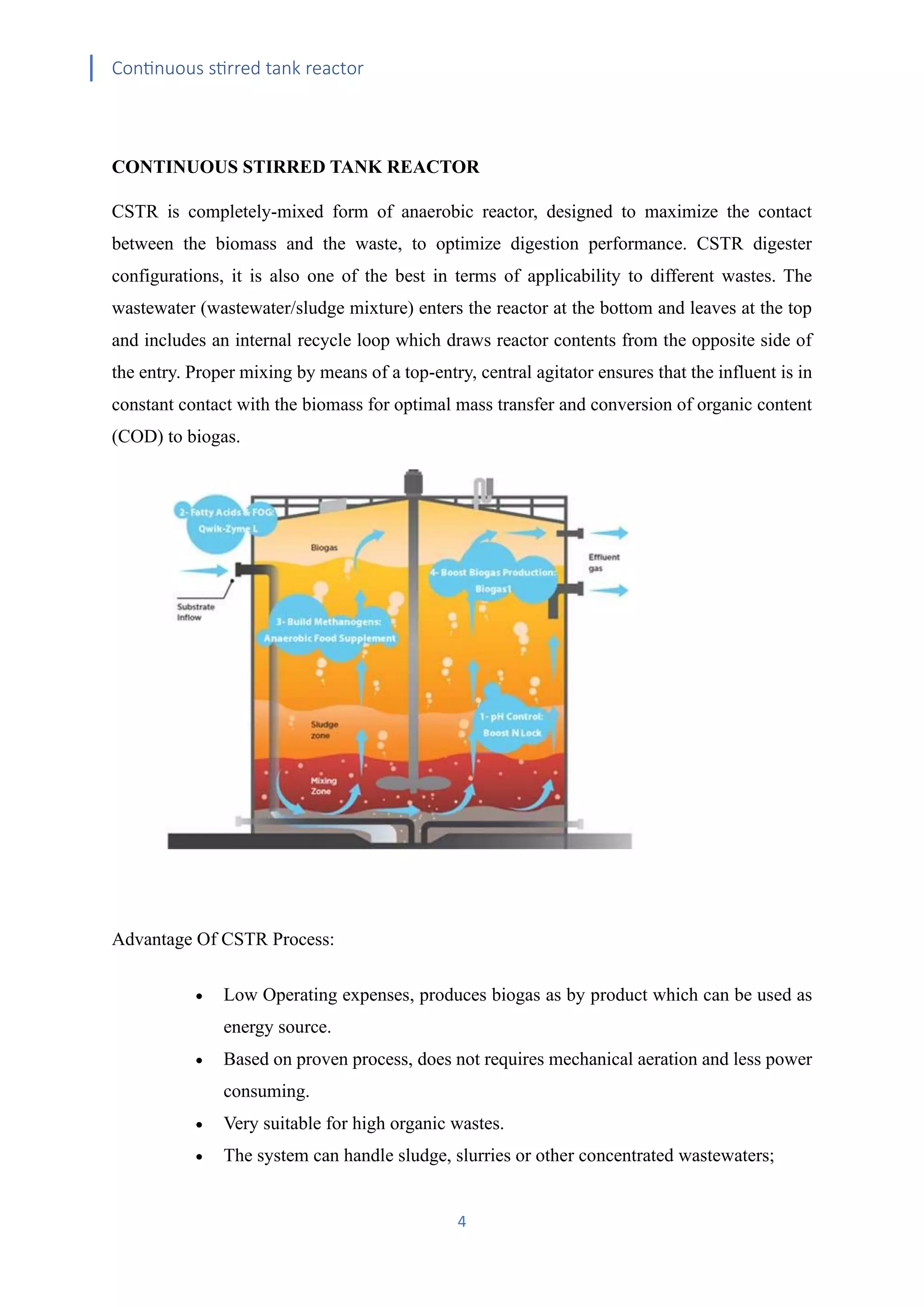 Continuous stirred tank reactor (CSTR ) | PDF