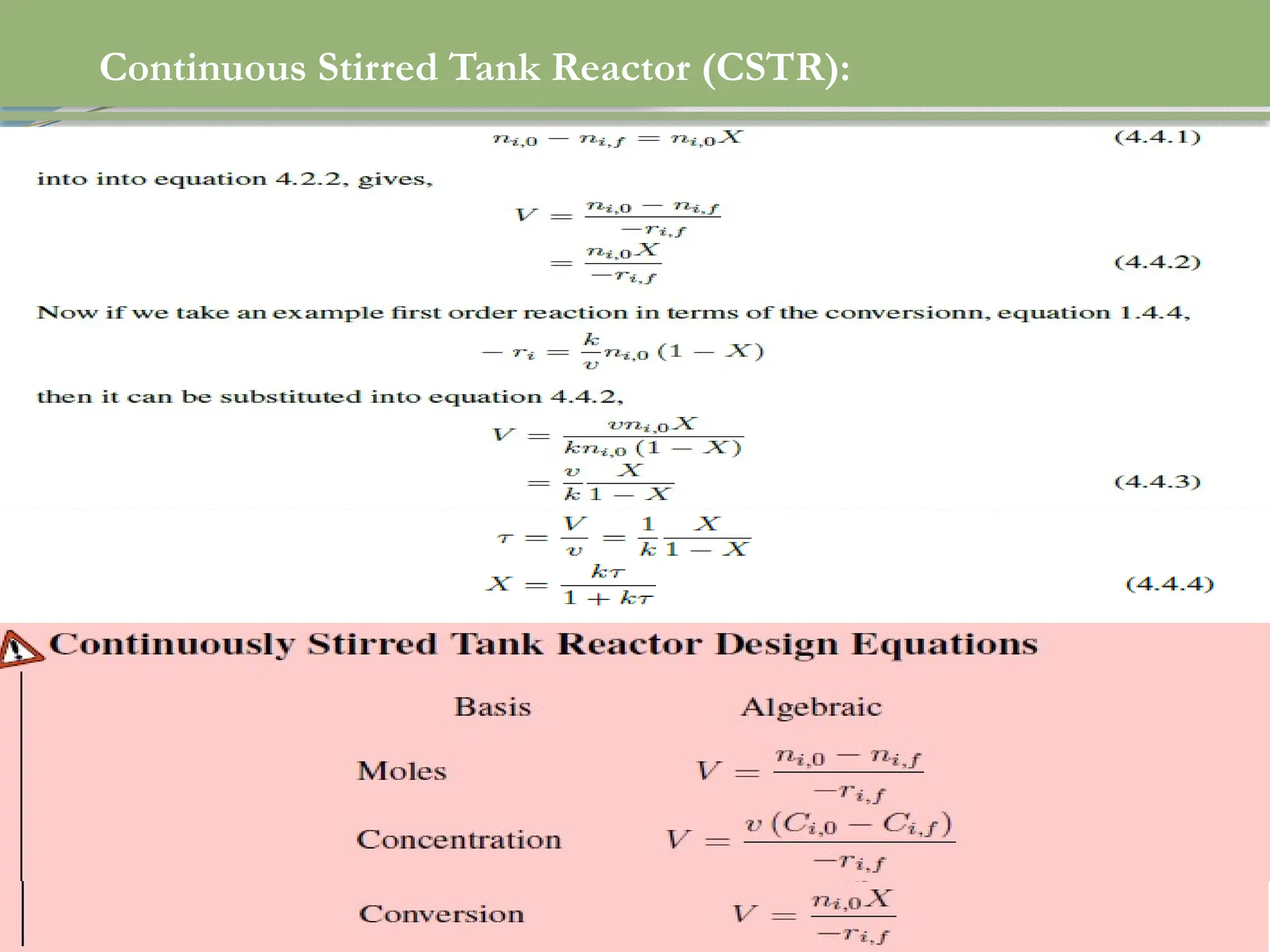 Reactor Continuous stirred tank reactor CSTR | PPTX