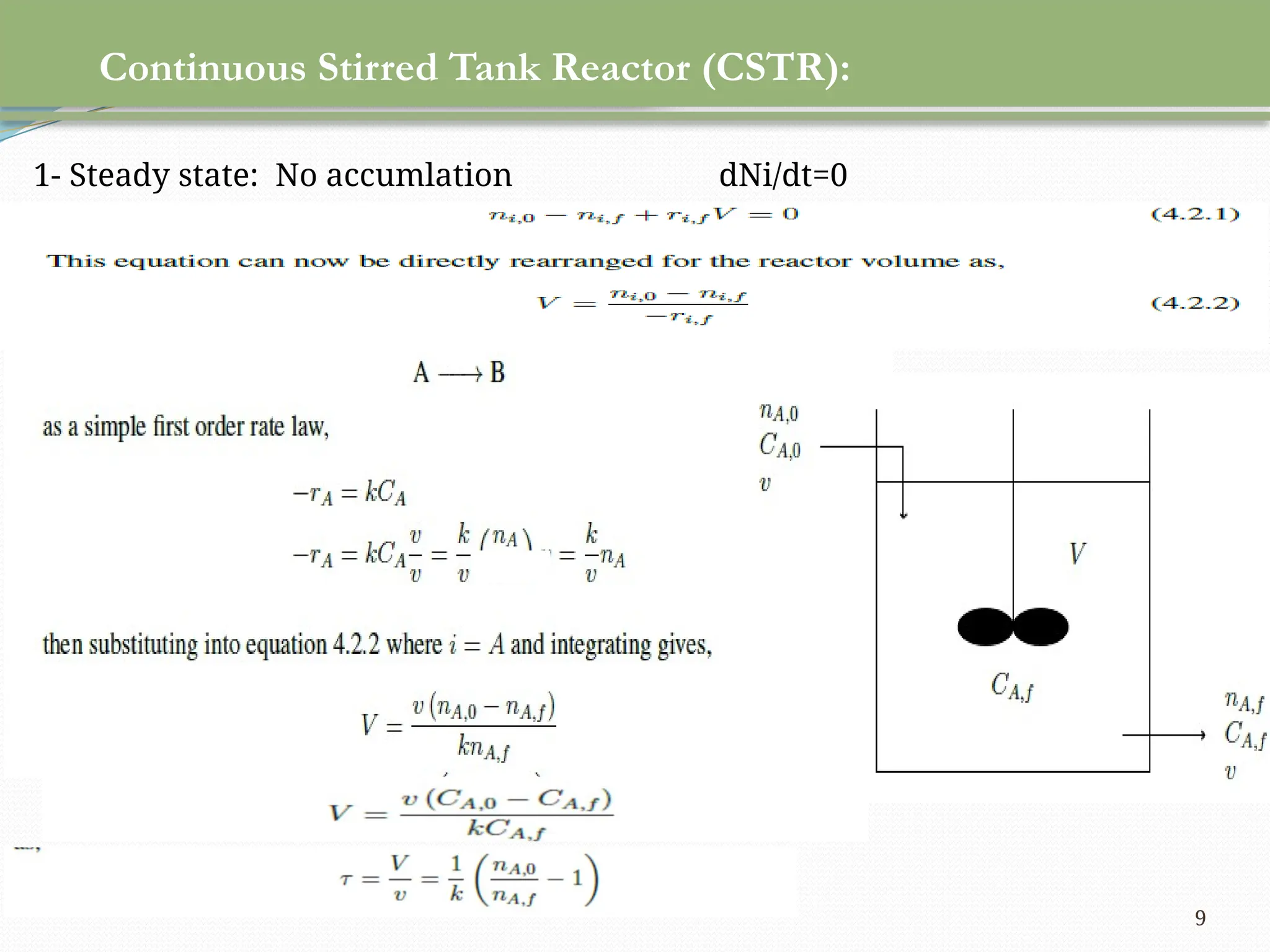 Reactor Continuous stirred tank reactor CSTR | PPTX