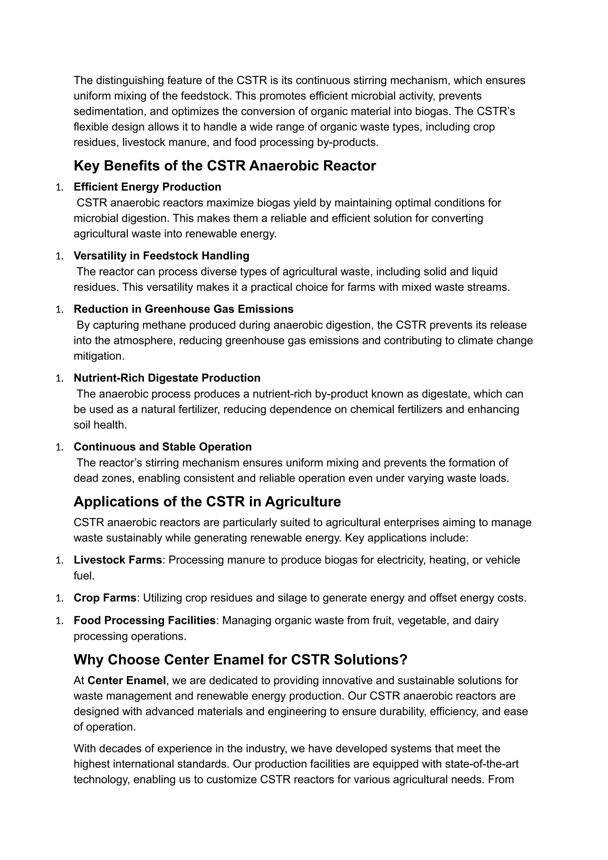 CSTR Anaerobic Reactor for Converting Agricultural Waste into Renewable ...