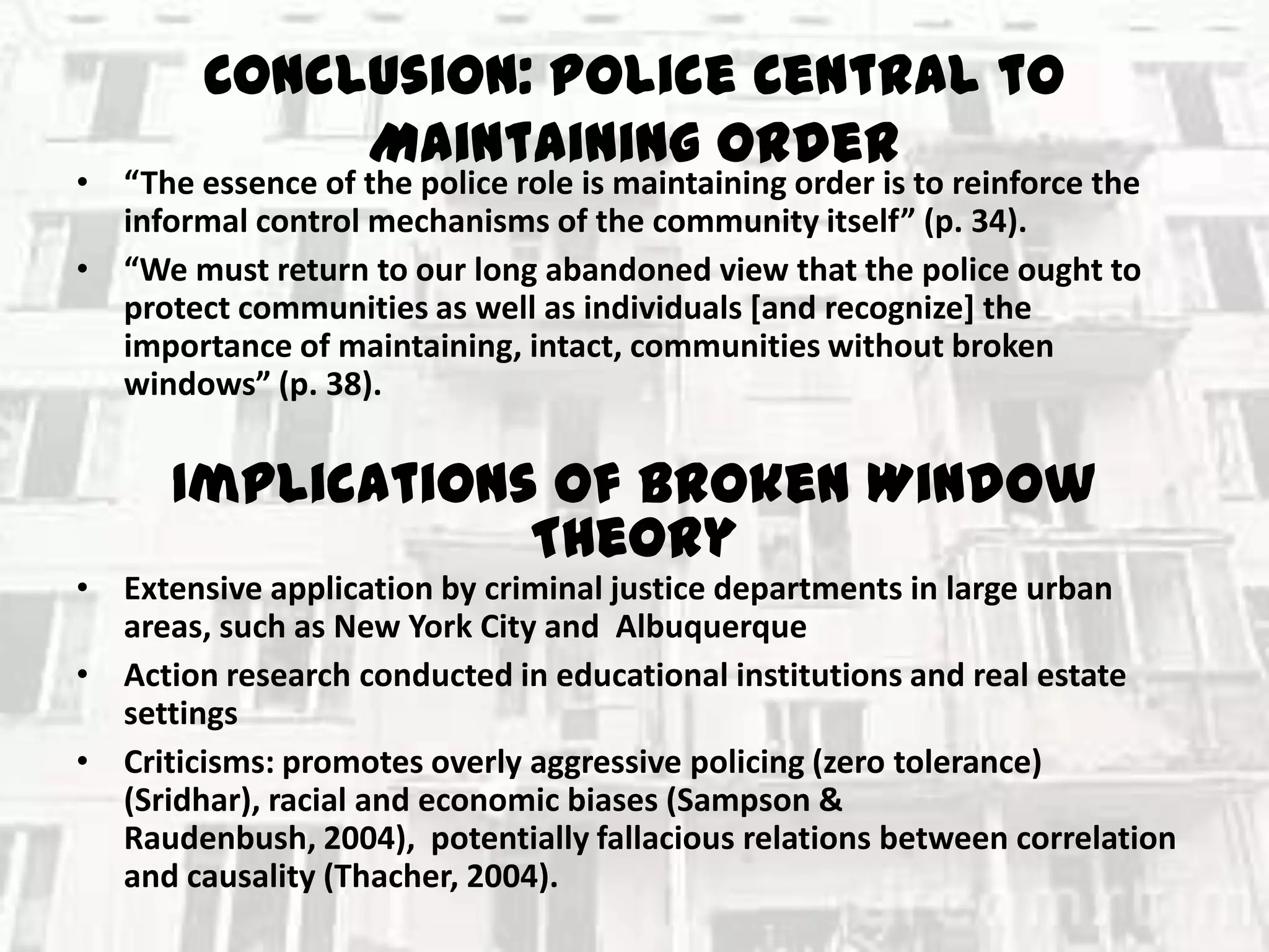 Wilson & Kelling's "Broken Windows" Analysis - C Strayer | PPTX