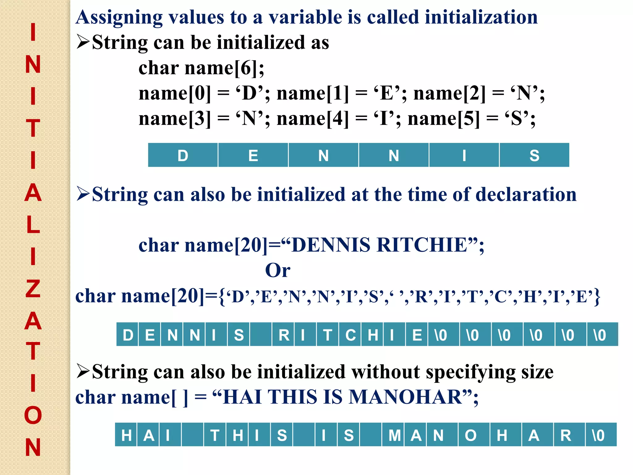 strings in c language and its importance | PPT